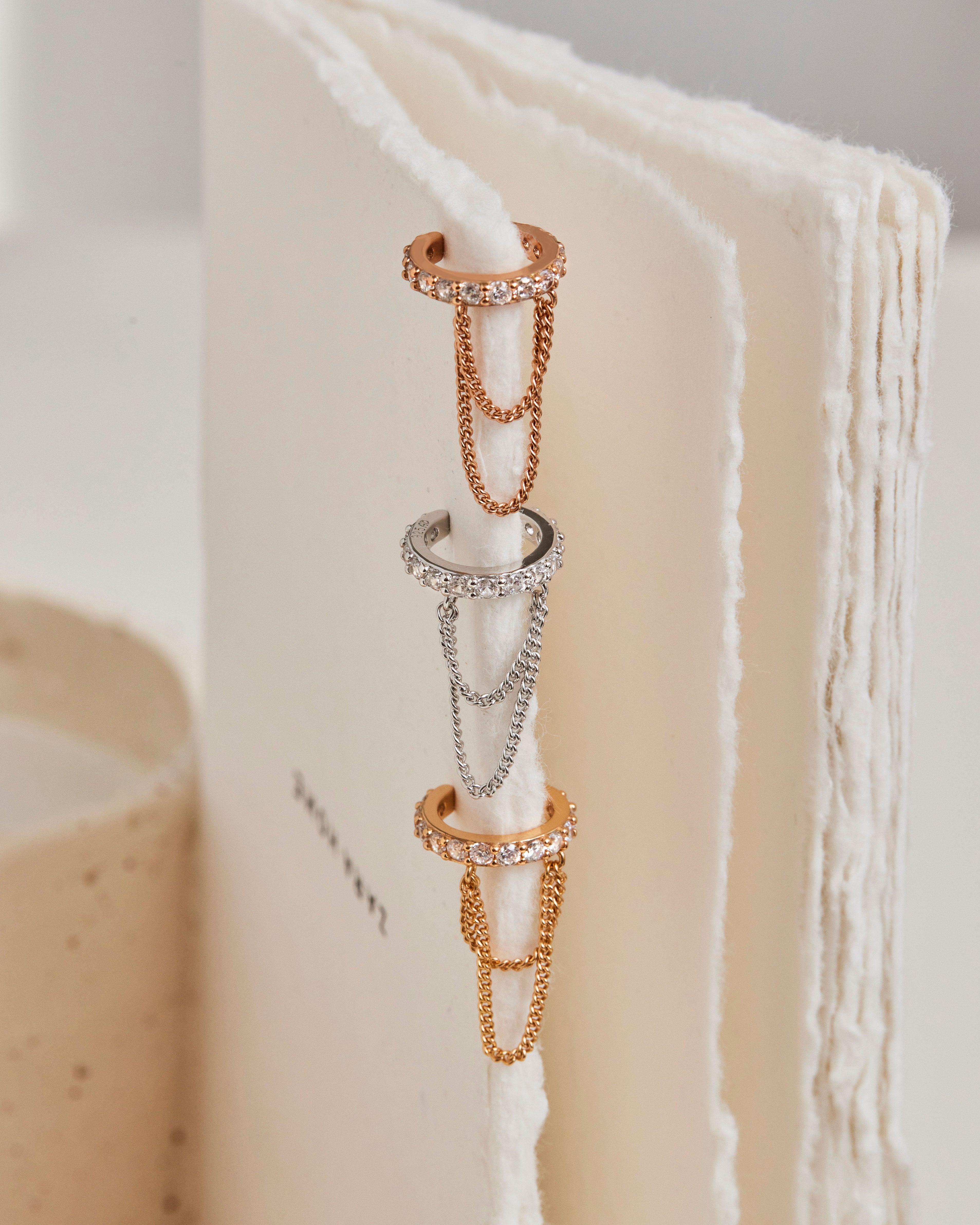 Ear Cuff Sophia - Doré champagne – fleur de nuit
